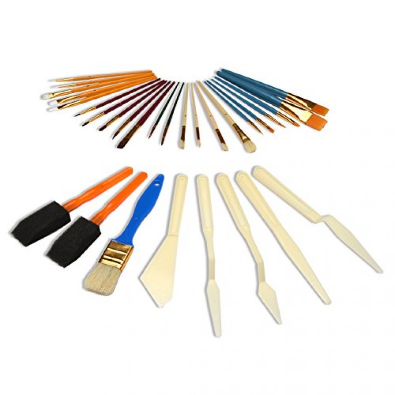 Pinselset 30tlg. – diverse Pinselarten & Malmesser – Artina Shop