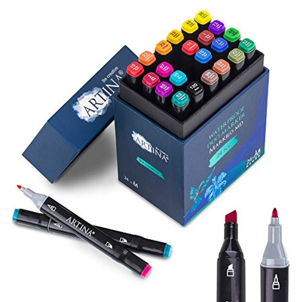 Artina Marker Stifte Set 24 Stück – Markilo MD – Twin Graffiti Stifte ...